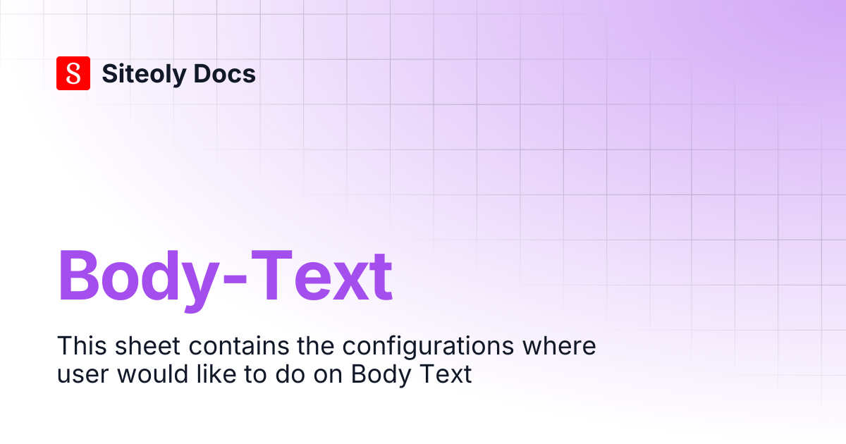 Body-Text | Siteoly Docs